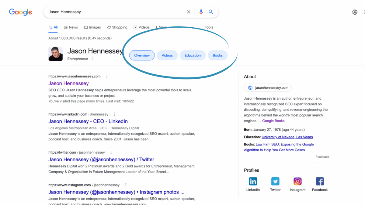 How Merging Google Knowledge Panels Elevated Jason Hennessey's Profile
