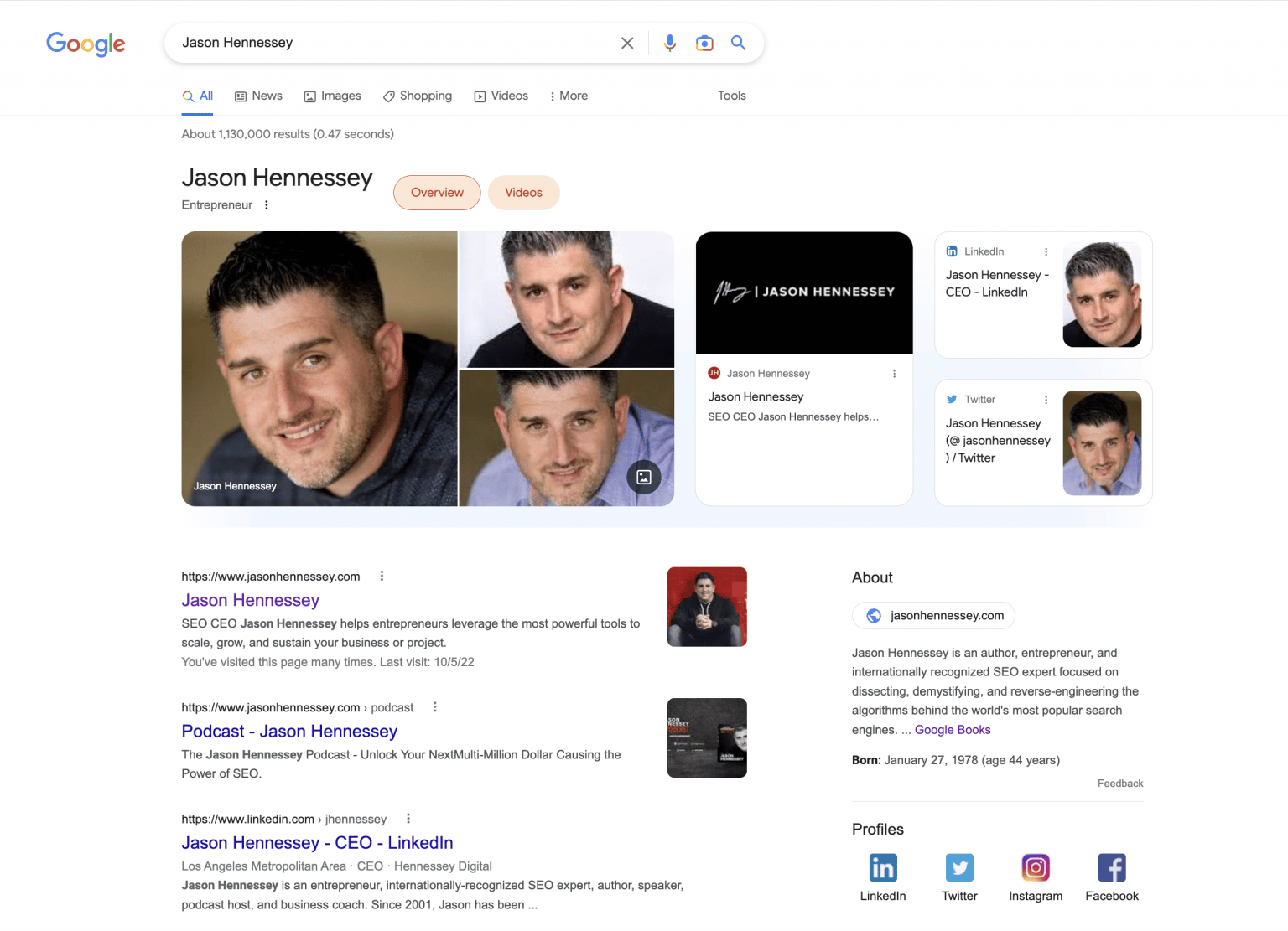 How Merging Google Knowledge Panels Elevated Jason Hennessey's Profile